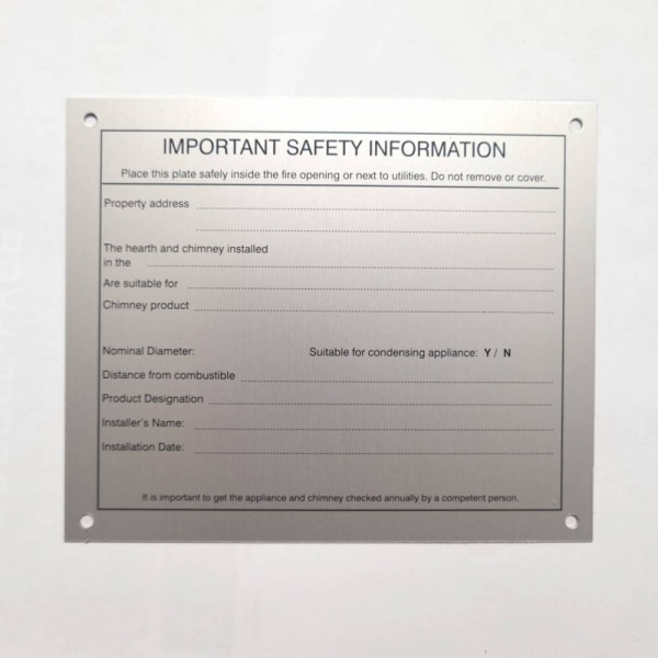Data Fitting Plate - Required for Building Control / HETAS Sign Off ...
